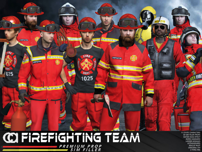 Second Life Marketplace - [CA] THE PREMIUM PROPS FIREFIGHTING TEAM RED